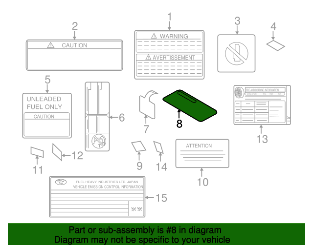 2017 Subaru Forester AC Label 73772SG010 | TascaParts.com