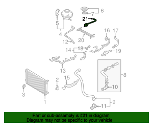 2004-2006 Volkswagen HVAC Heater Hose 1J0-122-157-FE | OEM Parts Online