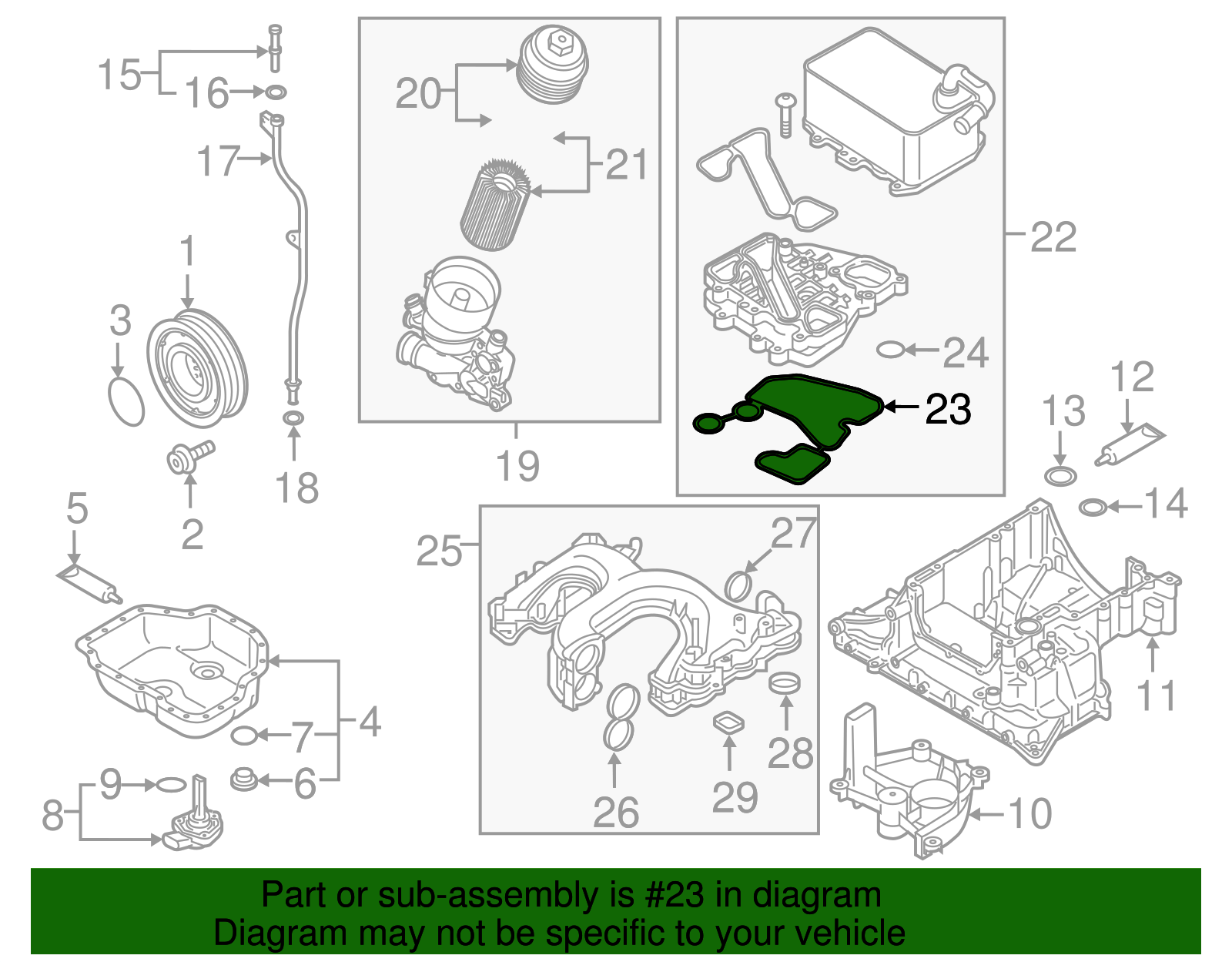 2013-2016 Volkswagen Touareg Engine Oil Cooler Gasket 059-117-070-B ...