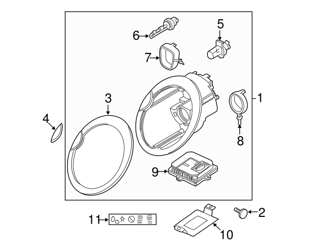 63-12-7-198-733 - Headlight Assembly 2005-2008 Mini Cooper ...