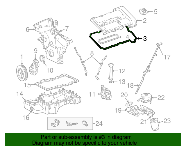 2000-2003 Lincoln LS Gasket Valve Rocker Arm Cove XW4Z-6584-EA ...