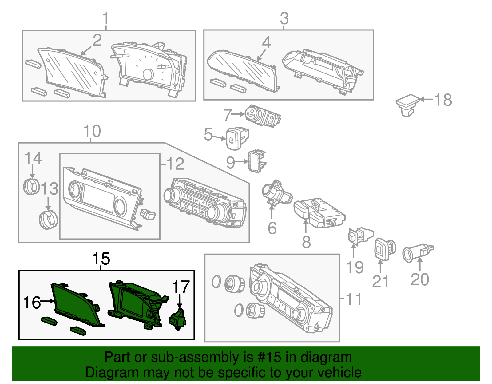 2014-2015 Honda Civic Center Display Assembly 78270-TR3-A21 | Honda ...