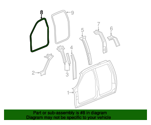 2007-2014 GM Driver Side Front Door Weatherstrip 22766400 GM ...