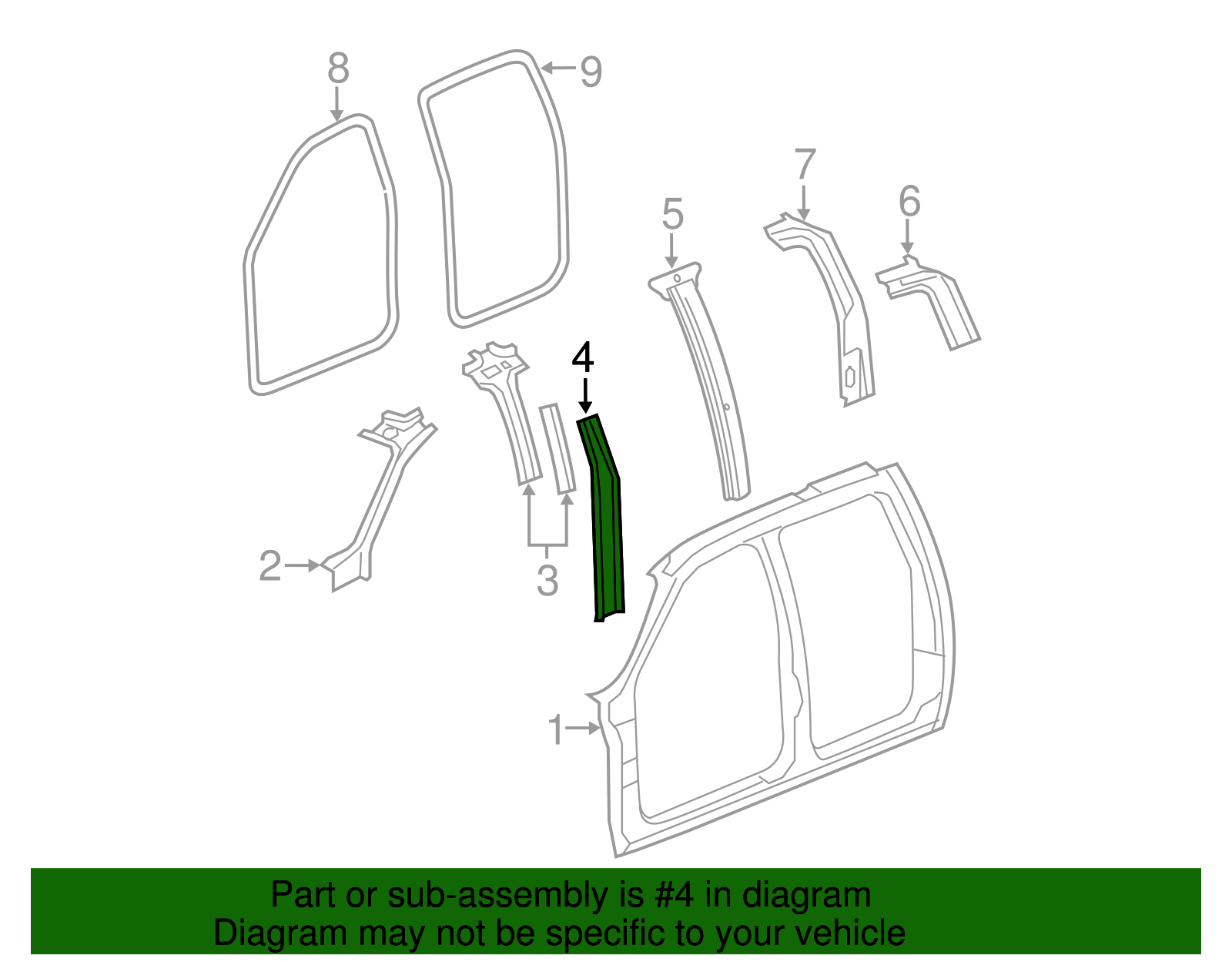 20957780 - Driver Side Center Pillar Inner Lower Panel 2011-2013 GM ...