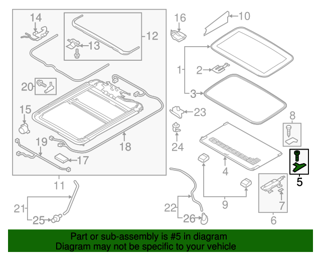 4H0-898-255-A - Sunroof Cover Hardware Kit 2011-2018 Audi ...