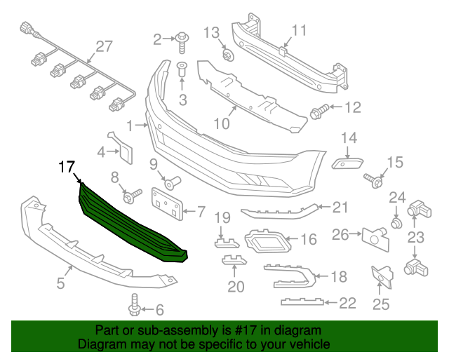 2016-2018 Volkswagen Jetta Lower Grille 5C6-853-671-T-9B9 | OEM Parts ...