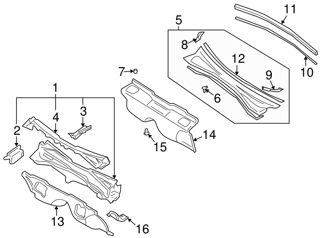 1992-2008 Subaru Cowl Grille Clip 91167AA120 | Subaru Parts Plus