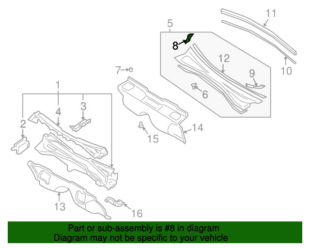 2003-2008 Subaru Forester Cowl Side Panel 91423SA000 | Subaru Parts Store