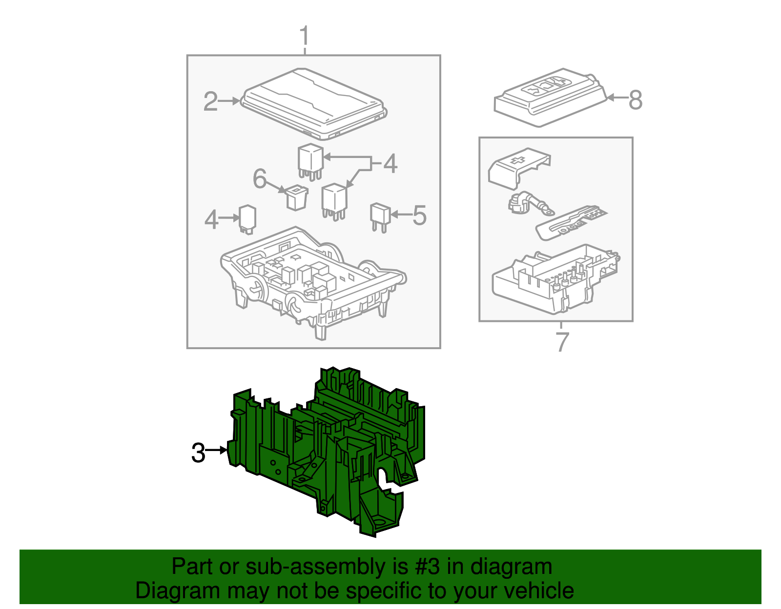 2014-2019 GM Engine Wiring Harness Fuse Block Bracket 23484061 GM ...