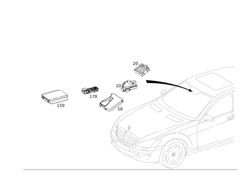 Sensors, Camera and Switch Behind Windshield for 2012 Mercedes-Benz S ...