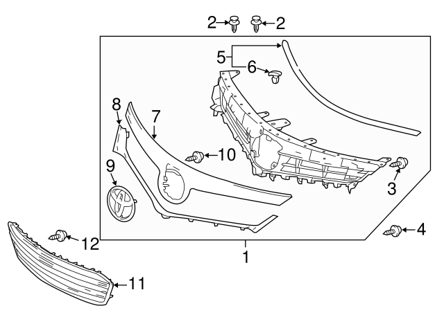 53102-07011 - Grille 2013-2015 Toyota Avalon | AutoNationParts.com