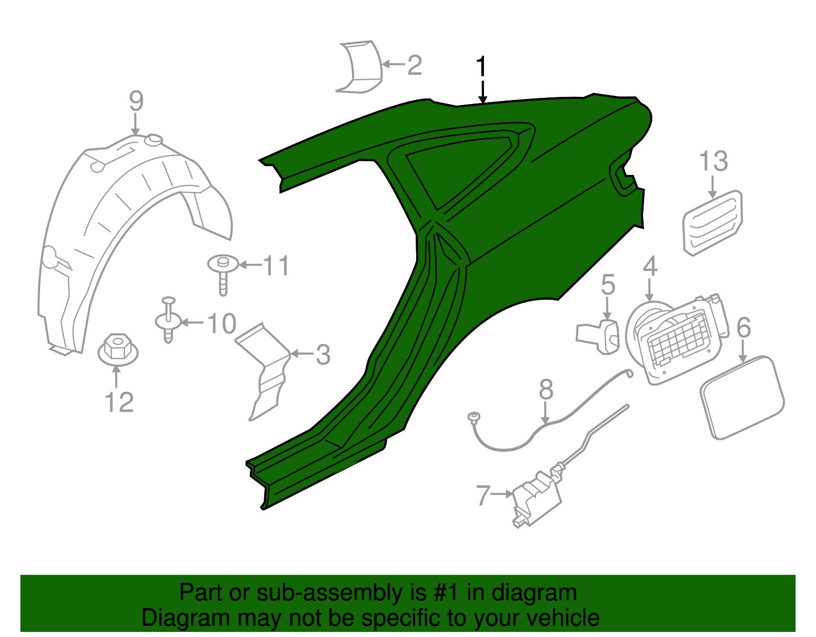 41007334021 - 2015-2020 BMW Quarter Panel (41-00-7-334-021) | BMW of ...