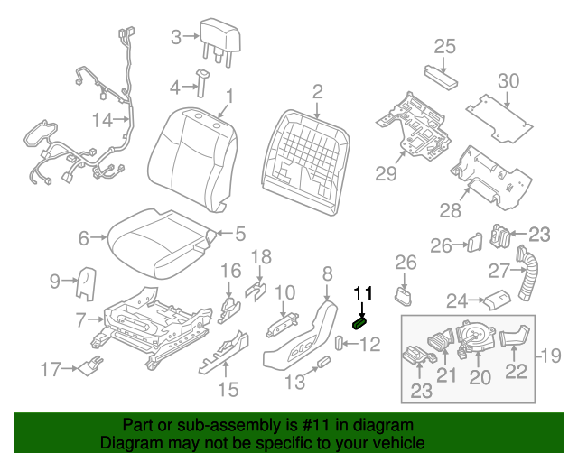 2015-2020 Nissan Murano Lumbar Switch - Driver's Side (LH) 87317-5AA2B ...