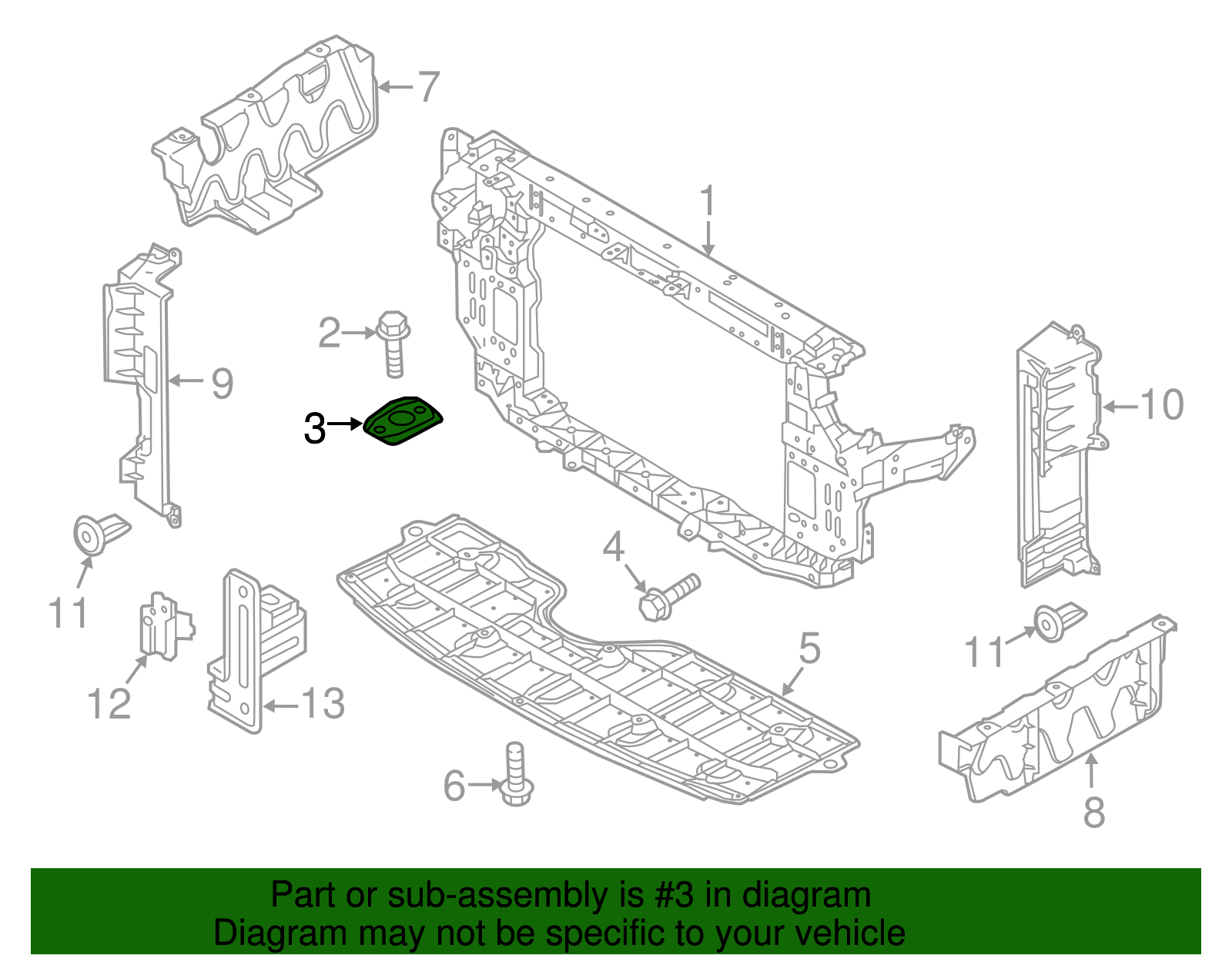 64136-A9200 - Upper Tie Bar Lower Reinforced - 2015-2017 Kia Sedona ...