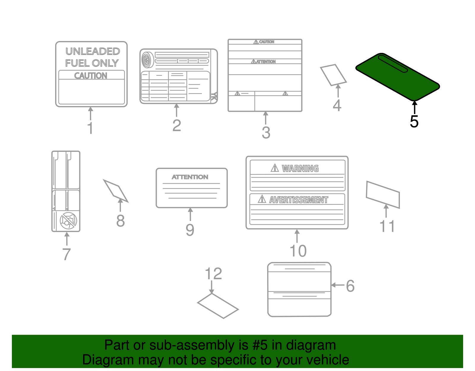 2017-2020 Subaru AC Label 73772VA000 | Subaru Parts Store