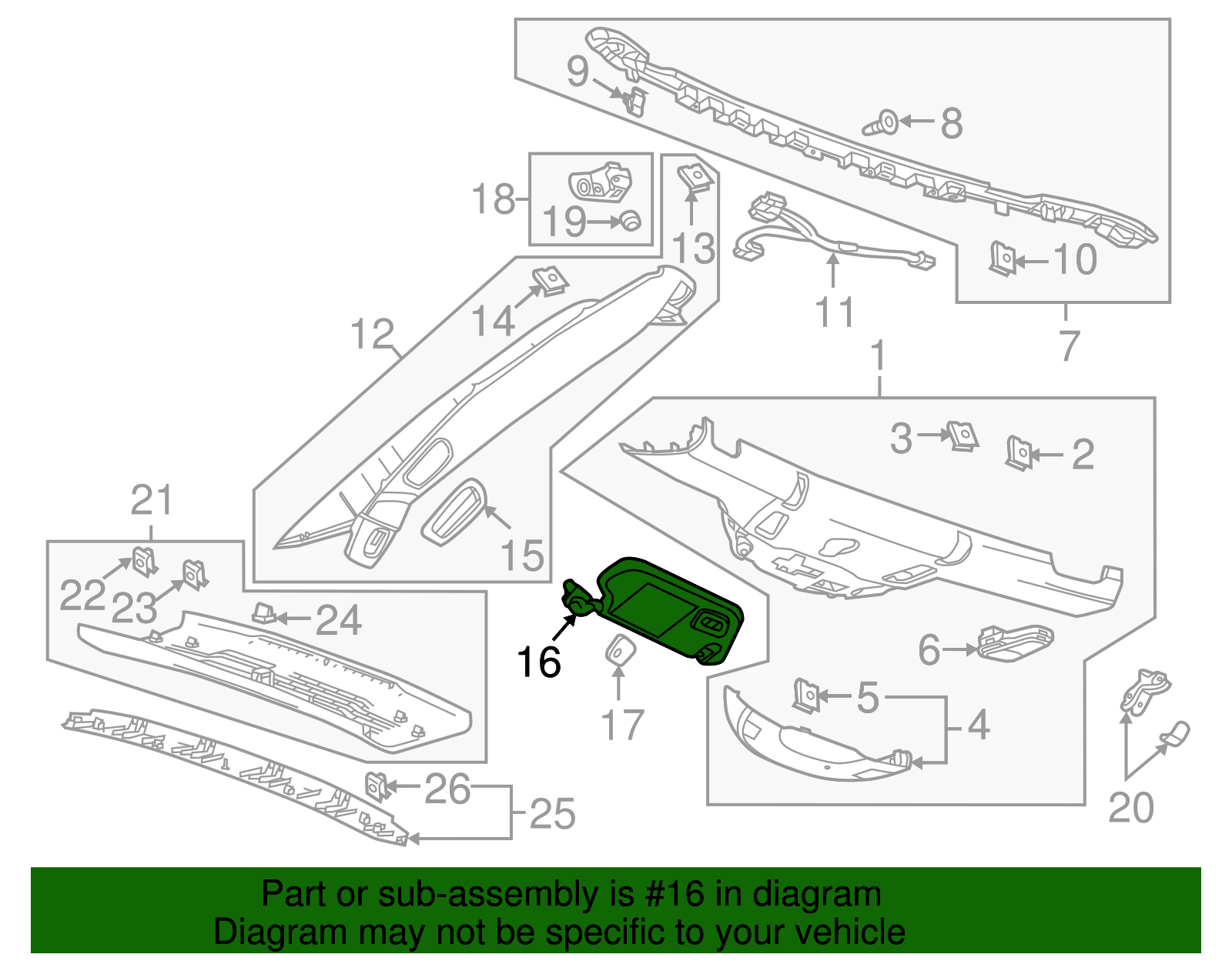 2014-2019 Chevrolet Corvette Jet Black Driver Side Sunshade 84445346 ...