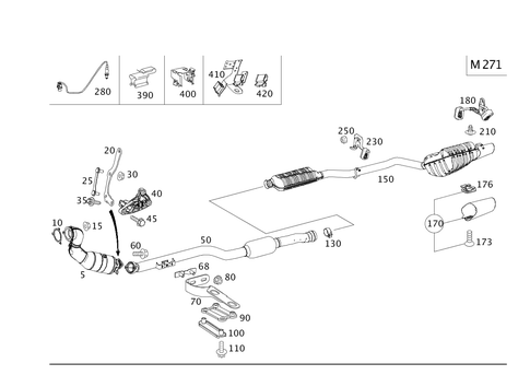 Exhaust System on 4-Cylinder Gasoline Vehicles for 2014 Mercedes-Benz ...