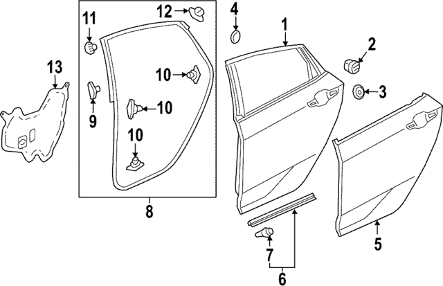 72810-T43-J01 - Door Weather-Strip 2022-2024 Honda Civic | Honda Parts ...