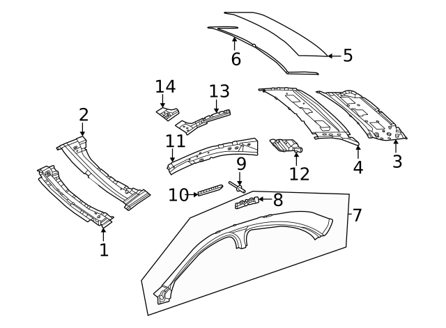 223-630-88-04 - Roof Side Rail 2021-2024 Mercedes-Benz ...