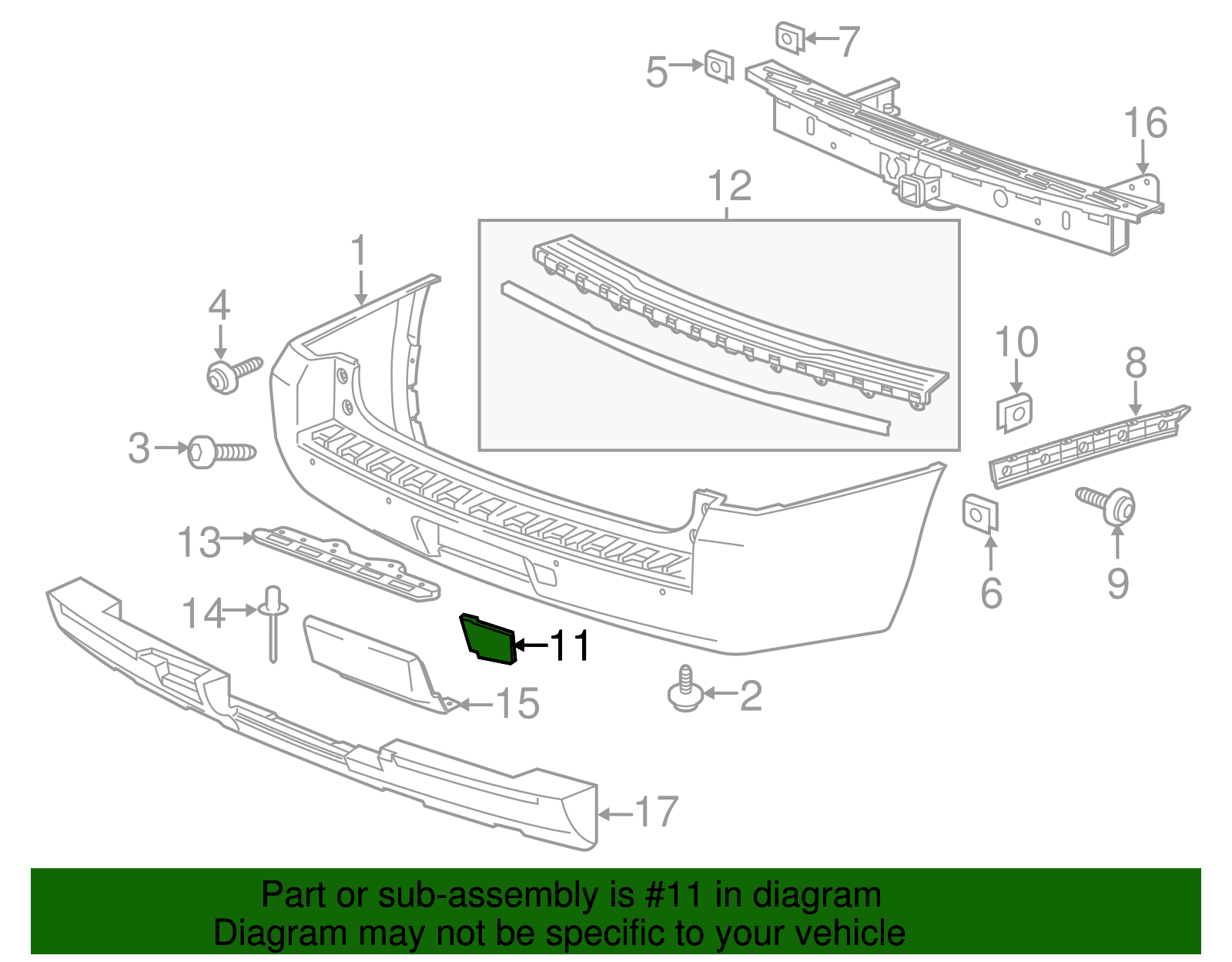 2015-2020 Chevrolet Primed Rear Bumper Fascia Access Hole Cover ...