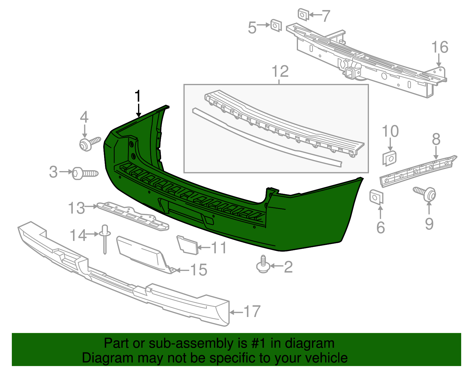 2017-2020 Chevrolet Tahoe Rear Upper Bumper Cover 84560935 GM ...
