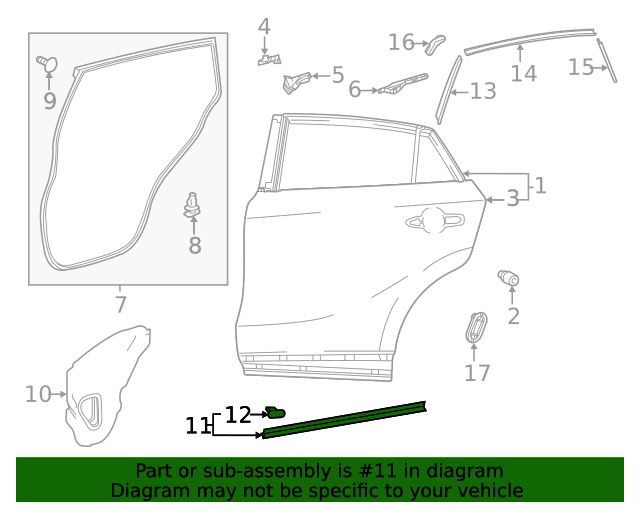 2021 Toyota Venza Lower Weather-Strip 67873-48020 | Toyota Parts Center