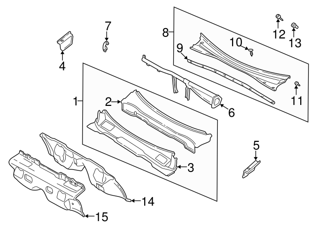 1992-2008 Subaru Cowl Grille Clip 91167AA120 | Subaru Parts Plus
