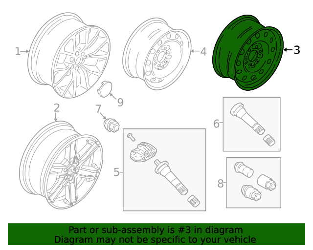 KL1Z-1007-B - Wheel Assembly - 2019-2021 Ford Expedition | Lasco Auto Parts
