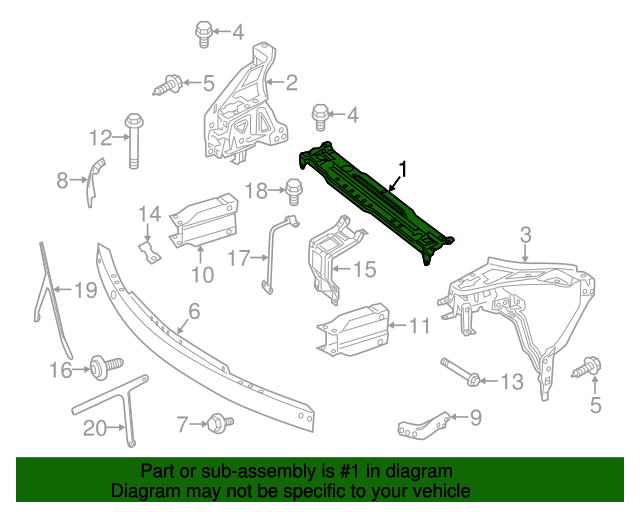 207-620-01-72-64 - Radiator Support Tie Bar 2010-2014 Mercedes-Benz ...