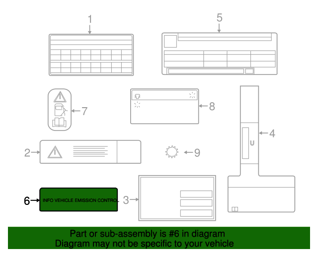 2021 Ram ProMaster City Emission Label 68520556AA | My Mopar Parts