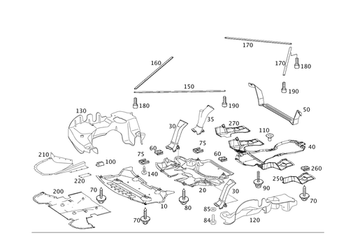 Engine Compartment Panelling, Gasoline Vehicles for 2003 Mercedes-Benz ...