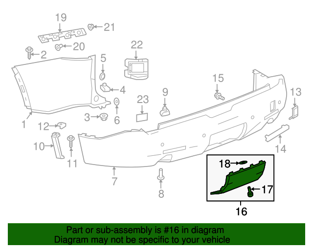 2018-2023 Chevrolet Traverse Black Rear Bumper Fascia Rear ...