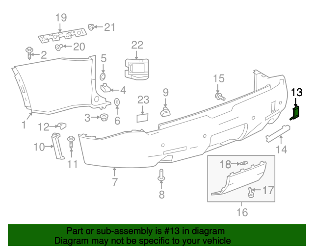 2018-2021 Chevrolet Traverse Black Rear Bumper Fascia Tow Eye Access ...