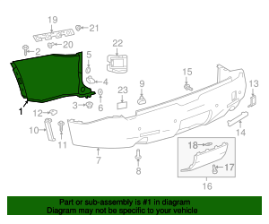 2018-2021 Chevrolet Traverse Rear Driver Side Upper Bumper Cover ...