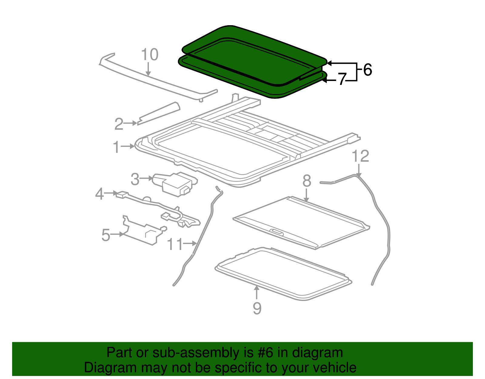 2007-2014 GM Sunroof Window 22815953 GM | GMPartsDirect.com