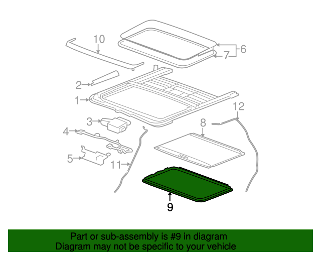 2008-2014 GM Sunroof Opening Trim 25874715 GM | GMPartsDirect.com