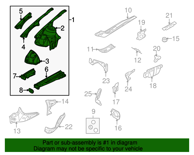 41-00-7-037-637 - Fender Apron Assembly 2001-2005 BMW | AutoNationParts.com