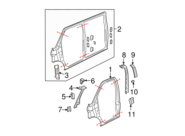 1996-2024 GM GM 12380303 Driver Side Door Frame with Reinforcements ...