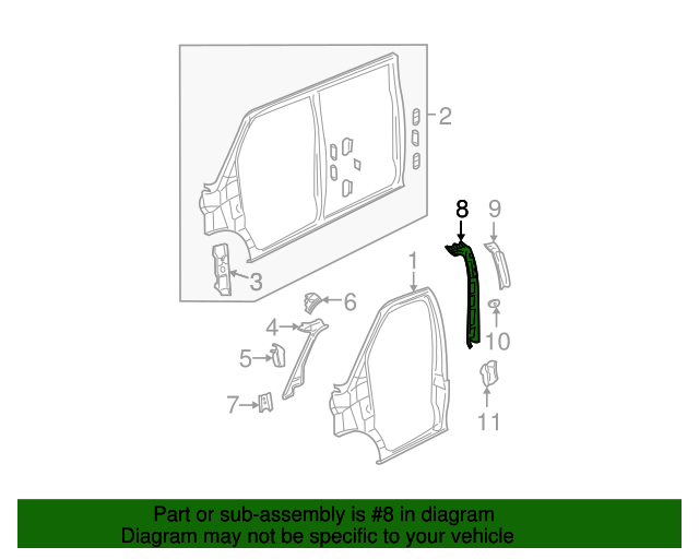 2003-2016 GM Driver Side Center Pillar with Plate and Stud 89025318 ...