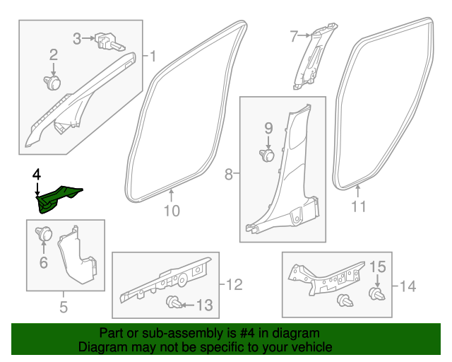 84152-T5R-A02ZA - Lower Pillar Trim 2015-2020 Honda Fit | Honda Parts ...