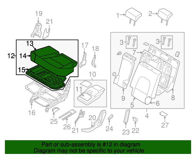 2007-2012 Hyundai Veracruz Cushion Assembly 89100-3J151-WKH | OEM Parts ...