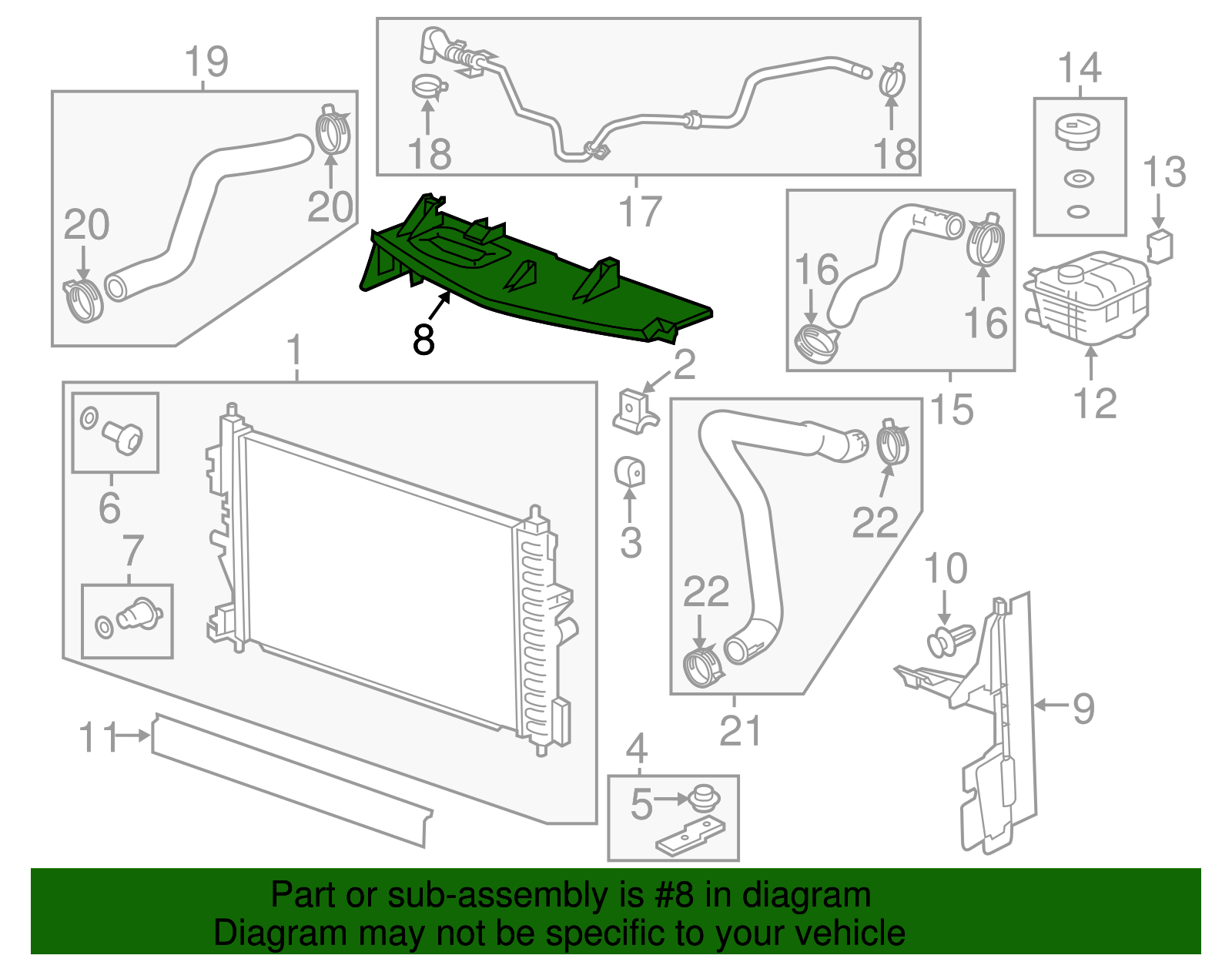 2013-2017 Buick Verano Upper Radiator Air Baffle 22872263 GM ...