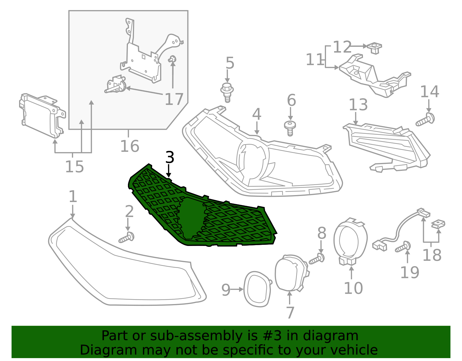 2018-2020 Acura TLX Grille 71124-TZ3-A11 | Retail Performance Auto Parts