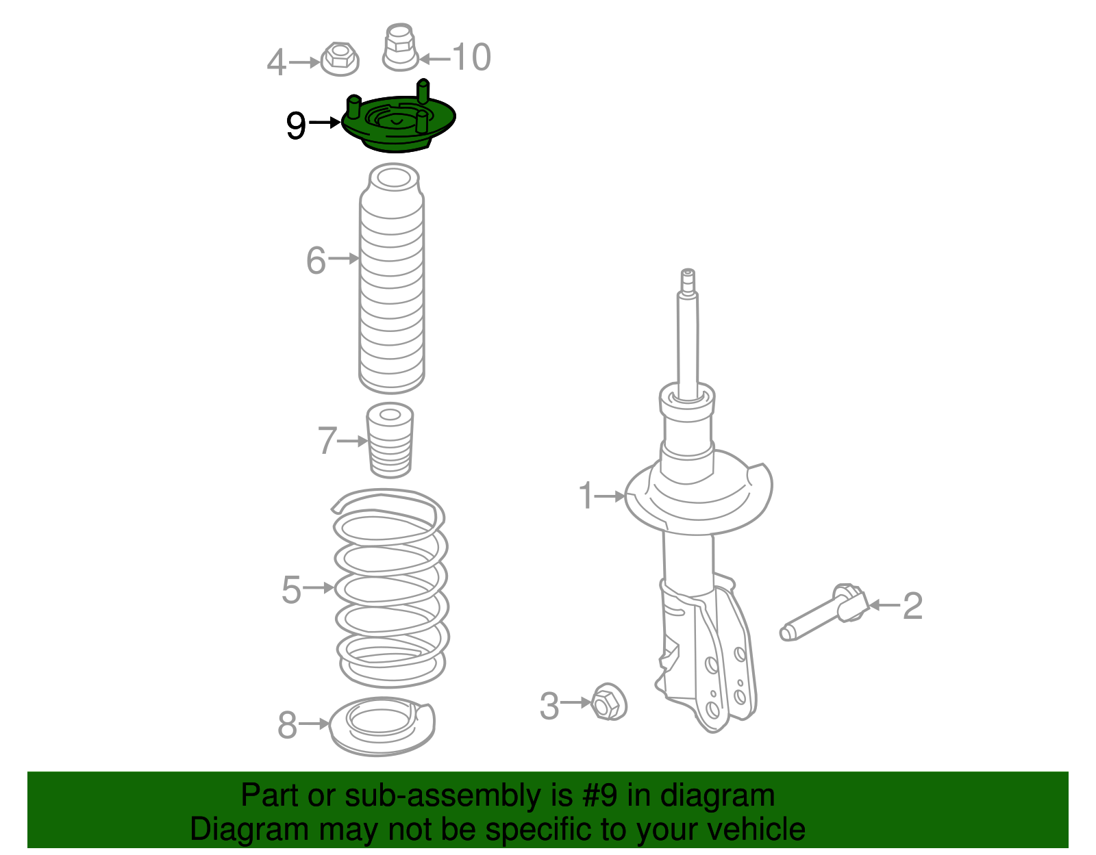 2011-2015 Ford | Upper Mount | BR3Z-18183-D | Walls' Ford Parts