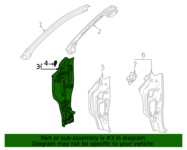 84607724 - Passenger Side Body Hinge Pillar Outer Panel Reinforcement ...