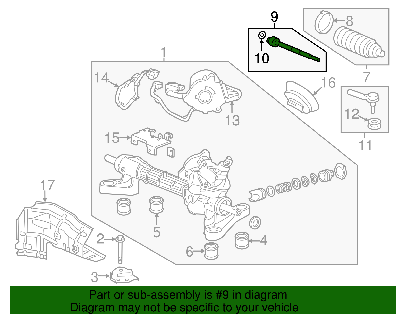 53010-T0A-A01 - 2012-2016 Honda CR-V - End Rack | Genuine Honda Parts
