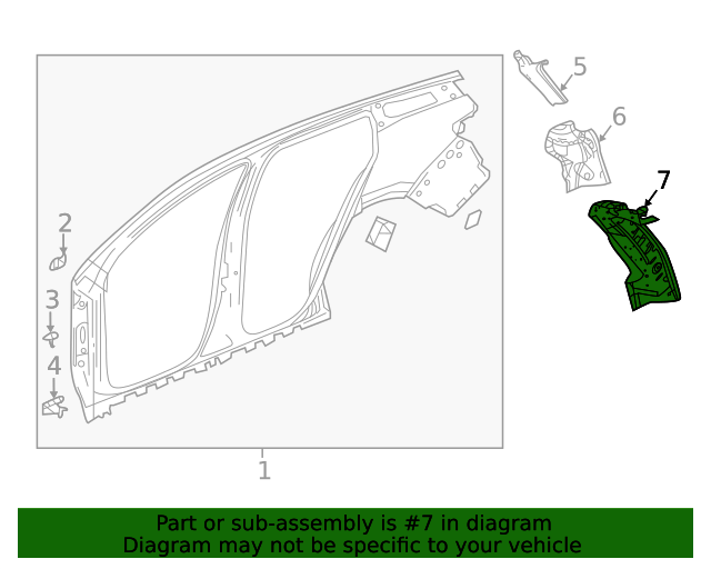 2018-2024 GM Passenger Side Back Body Pillar Outer Panel 84193646 GM ...