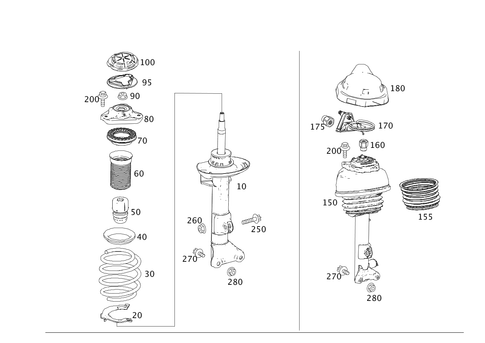 Front Suspension Strut and Suspension Strut Mount for 2013 Mercedes ...