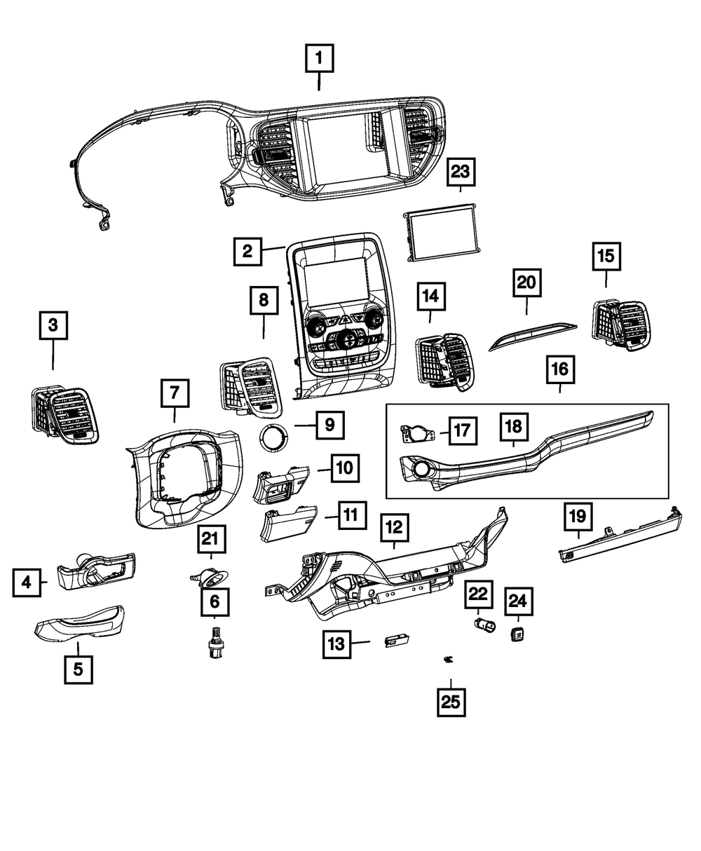 2022-2023 Dodge Durango Instrument Panel Applique 7EH122X9AA | Mopar eStore
