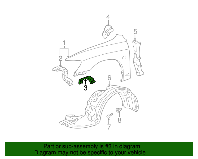 2000-2004 Toyota Avalon Fender Brace 53846-AC010 | Toyota Parts